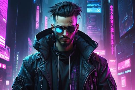 Premium Photo Fantasy Cyberpunk Hacker On Cyberpunk Background