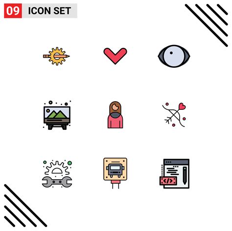 9 User Interface Filledline Flat Color Pack Of Modern Signs And Symbols