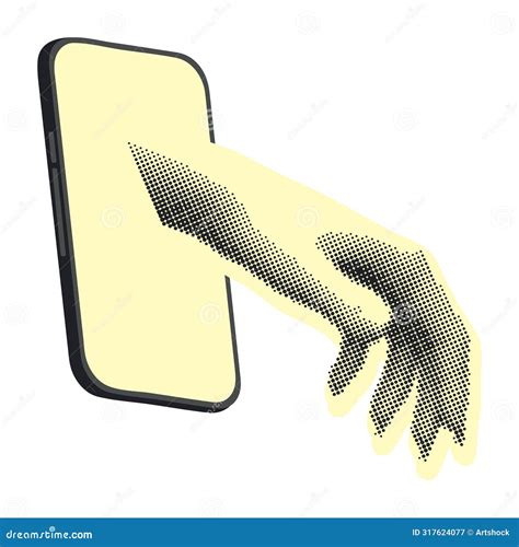 halftone hand in the smartphone stock vector illustration of technology internet 317624077