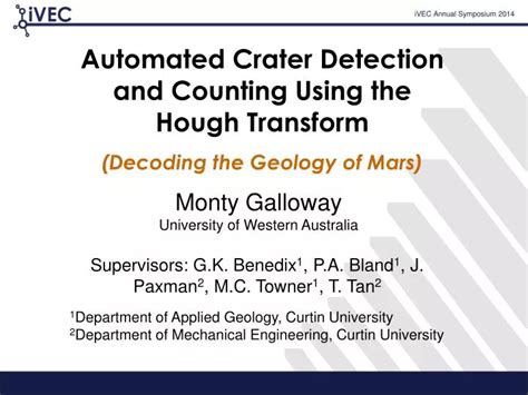 Ppt Automated Crater Detection And Counting Using The Hough Transform