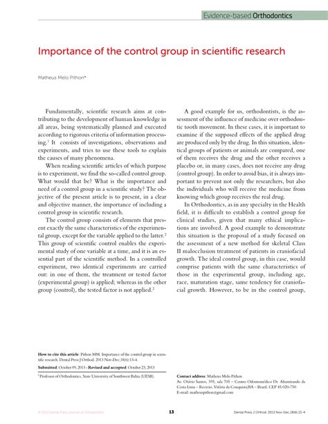 PDF Importance Of The Control Group In Scientific Research