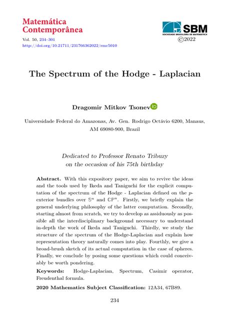 The Sprectrum Of The Hodge Laplacian Pdf Lie Algebra