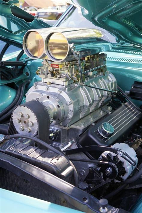 Close Up Of Muscle Car Engine Compartment Editorial Photo Image Of Collector39aph39s Sports
