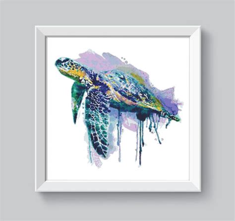 Sea Turtle Cross Stitch Pattern Modern Ocean Creature Xstitch Etsy