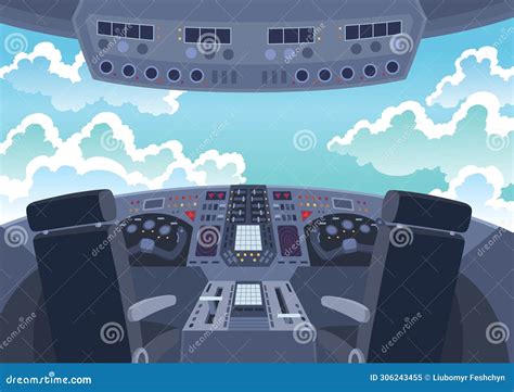 Airplane Cockpit Back View Of Cabin Flying Airplane Inside Cockpit