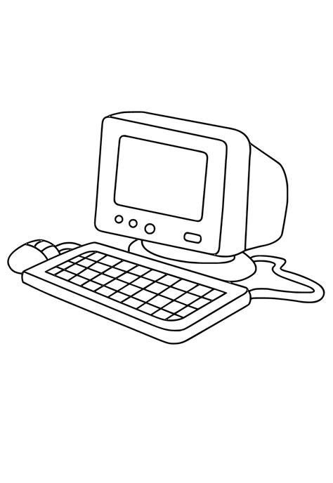 Безплатна за Печат Компютър Клавиатура Картина за Оцветяване за Възрастни и Деца