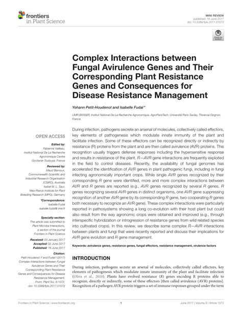 Pdf Complex Interactions Between Fungal Avirulence Genes And Their