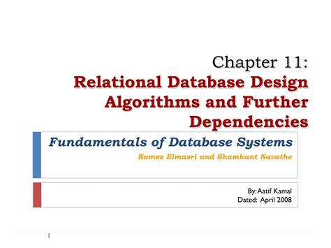 Ppt Chapter 11 Relational Database Design Algorithms And Further Dependencies Powerpoint