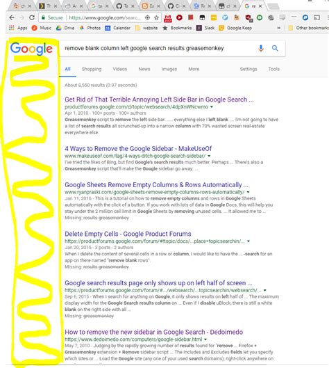Request Reduce Left Margin On Google Search Results To Eliminate Obvious Wasted Space R