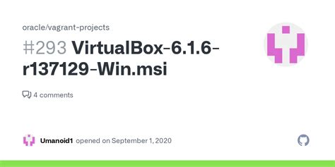 virtualbox 6 1 6 r137129 win msi · issue 293 · oracle vagrant projects · github