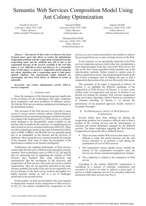Pdf Semantic Web Services Composition Model Using Ant Colony Optimization