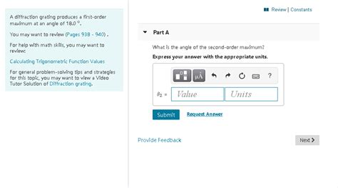 Solved Review Constants A Diffraction Grating Produces A Chegg
