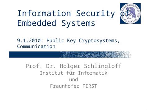 Ppt Information Security Of Embedded Systems 912010 Public Key