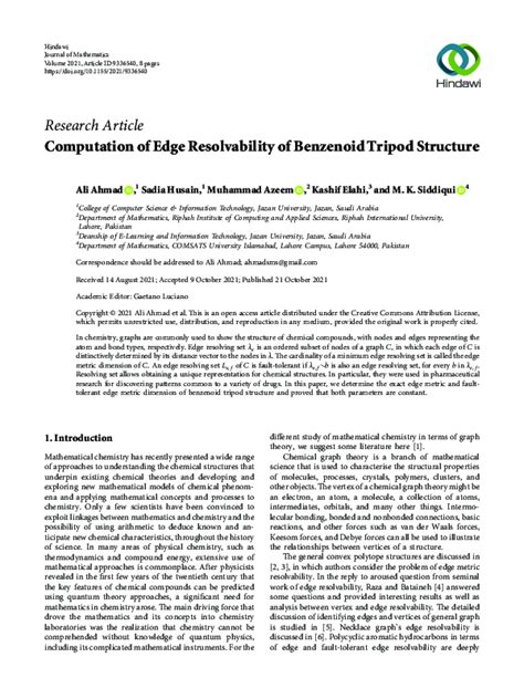 Pdf Computation Of Edge Resolvability Of Benzenoid Tripod Structure