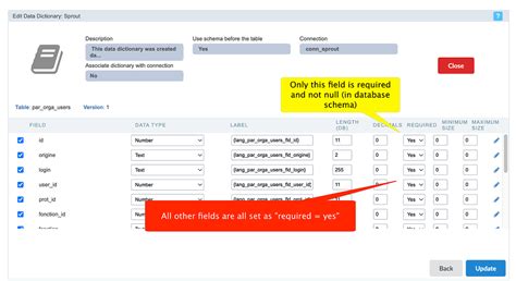 Data Dictionary Bug All Fields Are Set As Required Bugs