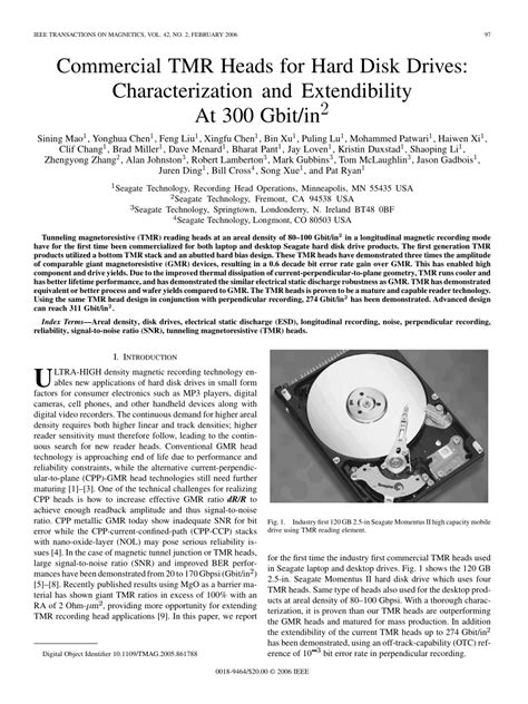 pdf commercial tmr heads for hard disk drives characterization and extendibility at 300 gbit