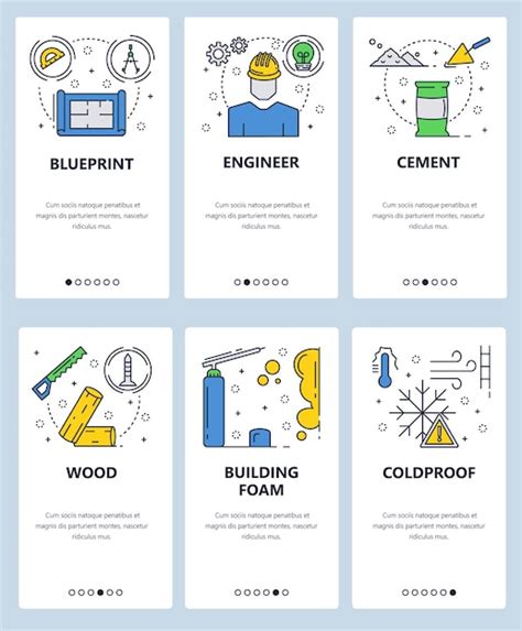 Premium Vector Vector Web Site Linear Art Onboarding Screens Template Building Construction