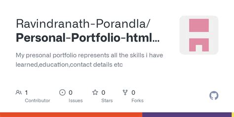 Github Ravindranath Porandlapersonal Portfolio Html Css My Presonal