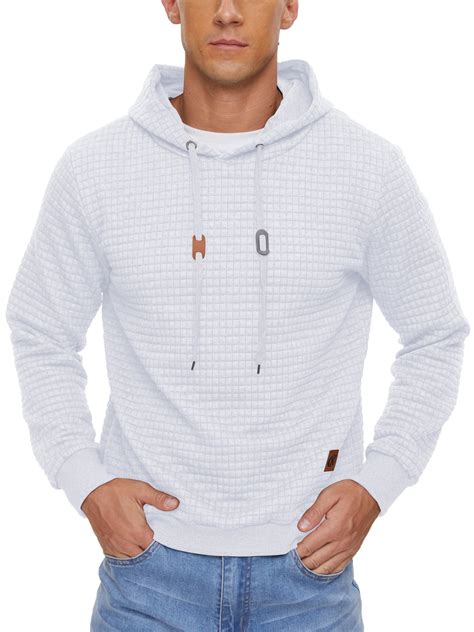 Pdbokew Mens Hooded Sweatshirt Casual Long Sleeve Waffle Knit