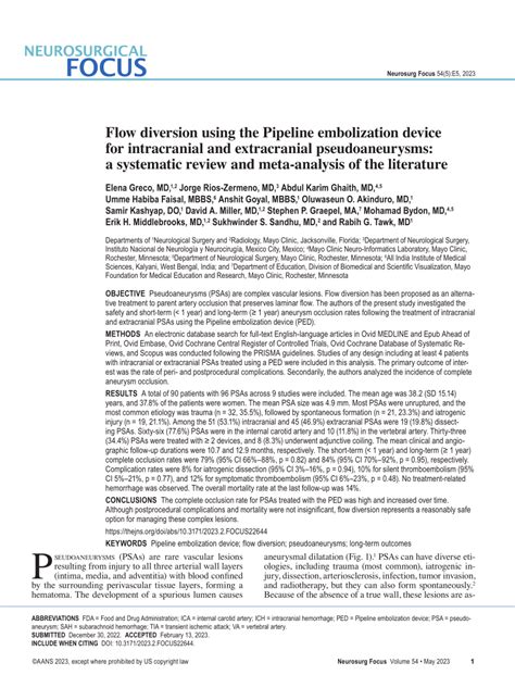 Pdf Flow Diversion Using The Pipeline Embolization Device For