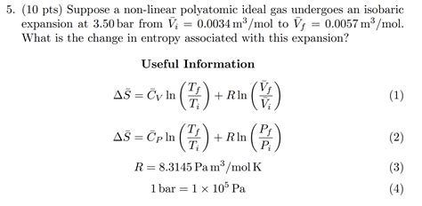 10 ﻿pts ﻿suppose A Non Linear Polyatomic Ideal Gas