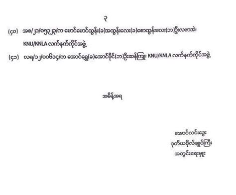 တိုင်းရင်းသားစည်းလုံးညီညွတ်ရေးနှင့် ပြည်တွင်းငြိမ်းချမ်းရေးကို ရှေးရှု၍ဟုဆိုကာ စစ်ကောင်စီက Aa တပ