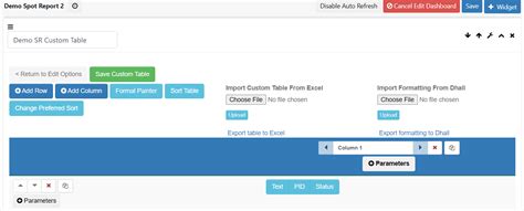 creating a spot report in custom table onping automation platform