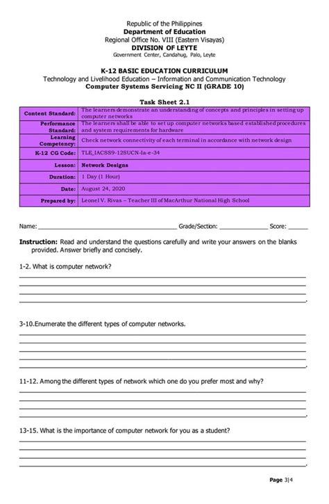 tle ict css 10 information and task sheet 2 1 day 1 docx