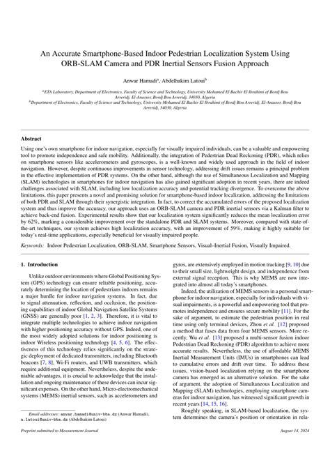 pdf an accurate smartphone based indoor pedestrian localization system using orb slam camera