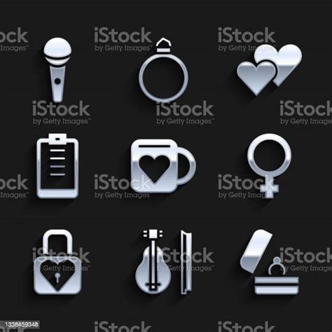 세트 커피 컵과 심장 바이올린 결혼 반지 여성 성별 기호 잠금 체크리스트와 클립 보드 마음과 마이크 아이콘 벡터 3월에 대한 스톡 벡터 아트 및 기타 이미지 Istock