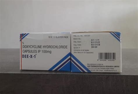 Tab Dee X 1 Doxycycline Hydrochloride Cap 100mg At ₹ 100 Stripe Doxycycline Tablet In