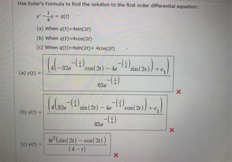 Solved PLEASE USE EULERS FORMULA These Are Not The Answers Chegg Com