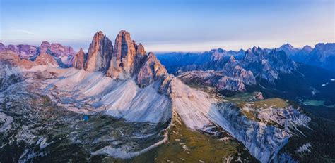 Premium Photo Aerial Panoramic View Of Tre Cime Di Lavaredo Pinked