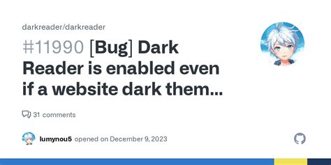 Bug Dark Reader Is Enabled Even If A Website Dark Theme Is Detected