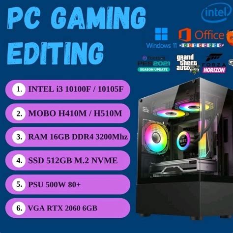 Jual Pc Gaming Intel Gen 10 I3 10105f 10100f Ram 16gb Ssd 512gb Rtx