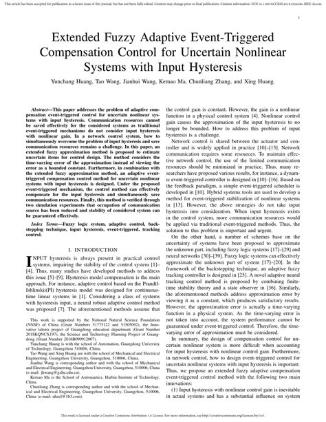 Pdf Extended Fuzzy Adaptive Event Triggered Compensation Control For Uncertain Nonlinear
