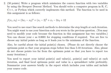 Solved 2 50 Points Write A Program Which Minimizes The