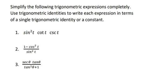 Simplify The Following Trigonometric Expressions Completely Use Trigonometric Identities To