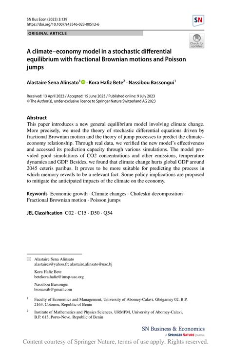 A Climate Economy Model In A Stochastic Differential Equilibrium With Fractional Brownian