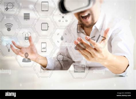 Coding Software Developer Work With Augmented Reality Dashboard