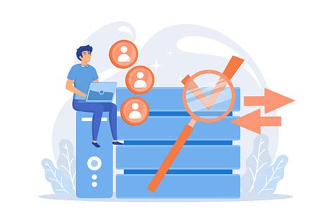 관리 정보 시스템으로 작업하는 개발자 정보 시스템 보안 및 무결성 빅 데이터 금융 정보 조직 개념 플랫 벡터 현대 일러스트 레이 션 개념에 대한 스톡 벡터 아트 및 기타