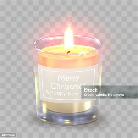 투명한 배경에 크리스마스 종이 스티커로 분리된 유리 컵에 담긴 흰색 향기로운 향초 엽서 배너 카드 장식 디자인 예술 광고를 위한