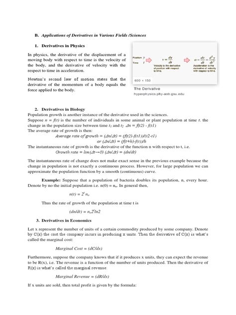 Applications Of Derivatives Pdf Derivative Calculus