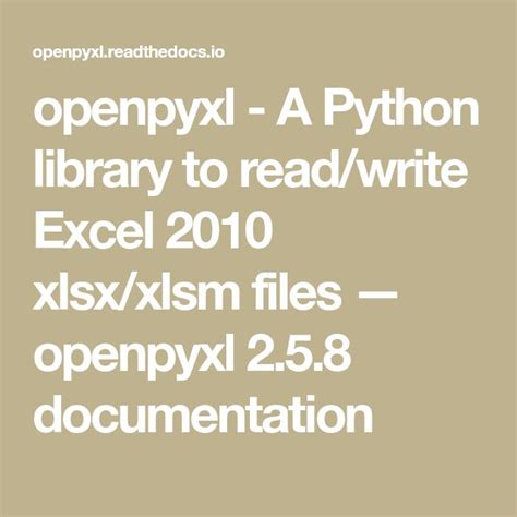Openpyxl A Python Library To Readwrite Excel 2010 Xlsxxlsm Files