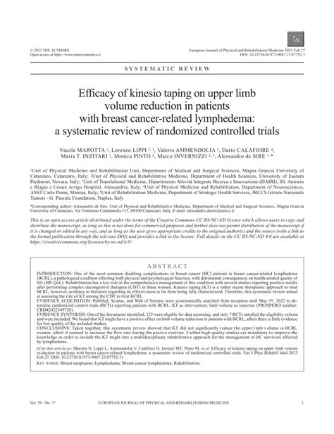 Pdf Efficacy Of Kinesio Taping On Upper Limb Volume Reduction In