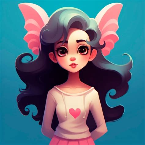 Premium Ai Image Cute Girl Cartoon Illustration