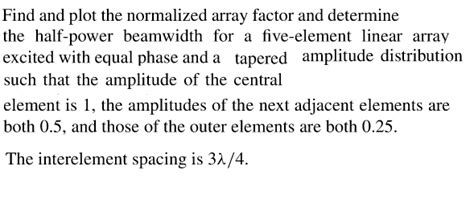 Solved Find And Plot The Normalized Array Factor And