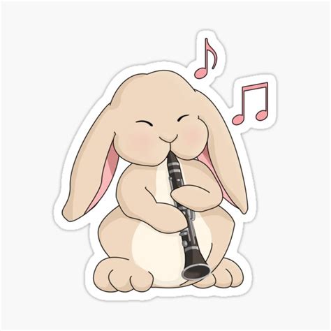 Cute Bunny Playing Clarinet Sticker For Sale By Jazznote Redbubble
