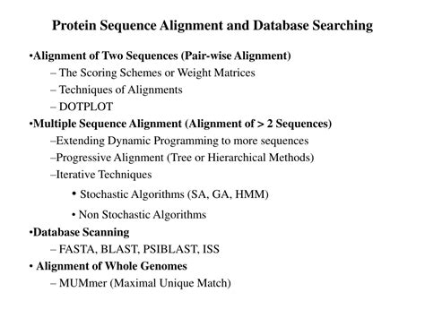 Ppt Sequence Alignment And Weight Matrices In Bioinformatics