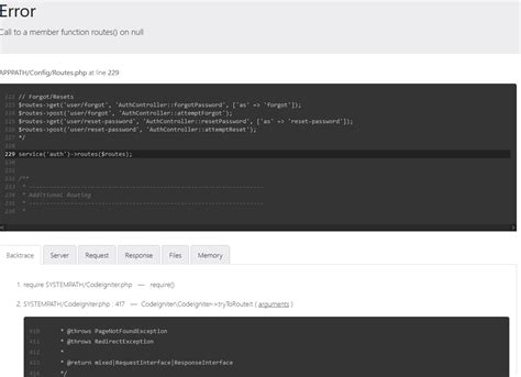 call to a member function routes on null · codeigniter4 shield · discussion 221 · github